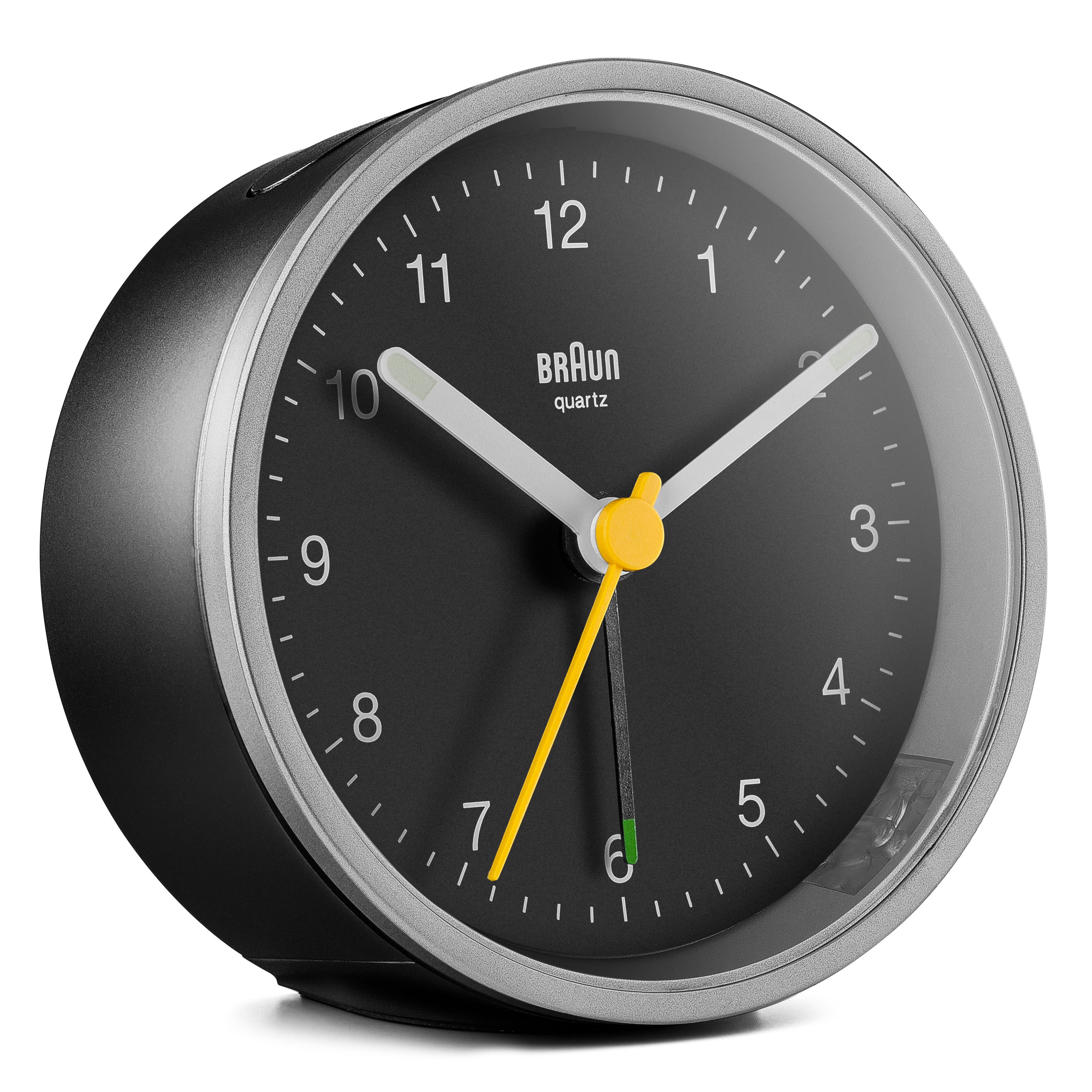 Braun Classic Analogue Alarm Clock in Black/Silver 8cm BC12SB – The ...